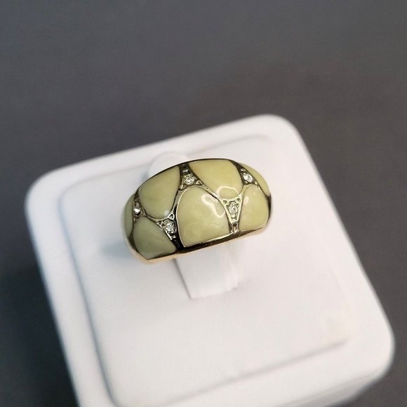 Avon | Jewelry | Avon Nrt Womens Cream Enameled Gold Tone Tiny Crystals ...